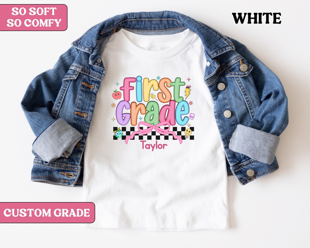 Personalized Kids First Grade Shirt, Kids Back to School Shirt, First ...