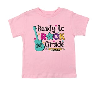 Personalized Ready to Rock 1st Grade Kids School Shirt, Girls First ...