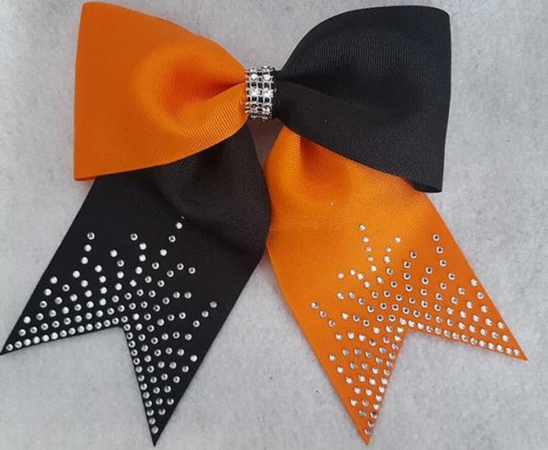 Orange and Black Hairbow With Clear Rhinestones - Etsy