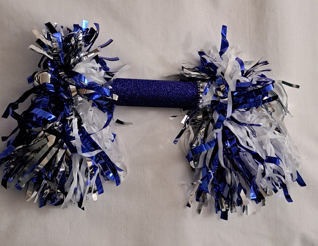 Mini Spirit Stick - Blue Glitter With and Blue Silver and White Tassels ...