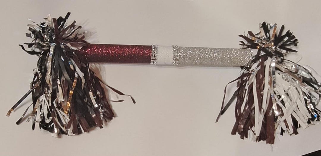 Spirit Stick - Maroon and Silver Glitter With Maroon White and Silver ...