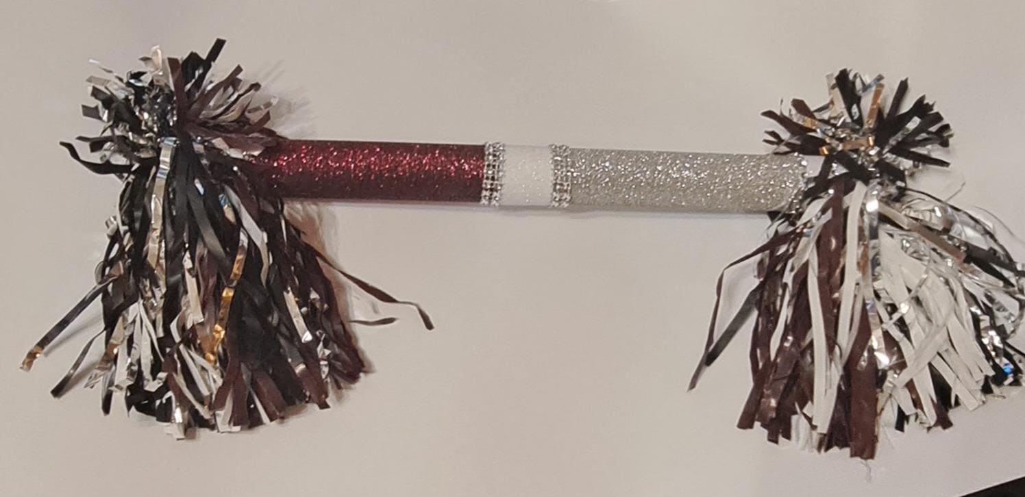 Spirit Stick - Maroon and Silver Glitter With Maroon White and Silver ...