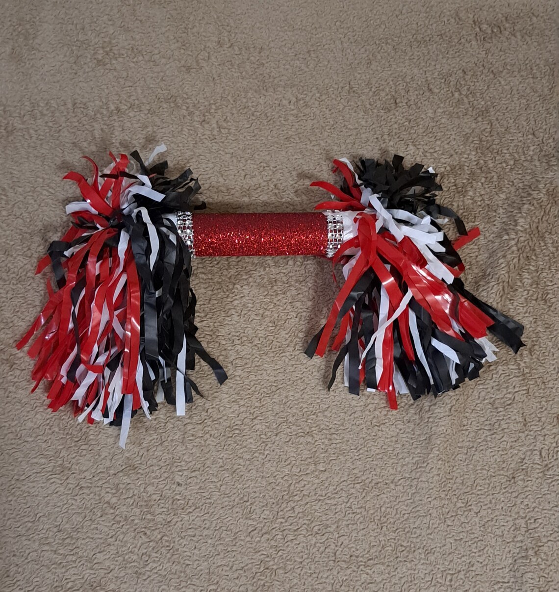 Mini Spirit Stick - Red Glitter With and Red Black and White Tassels - Etsy