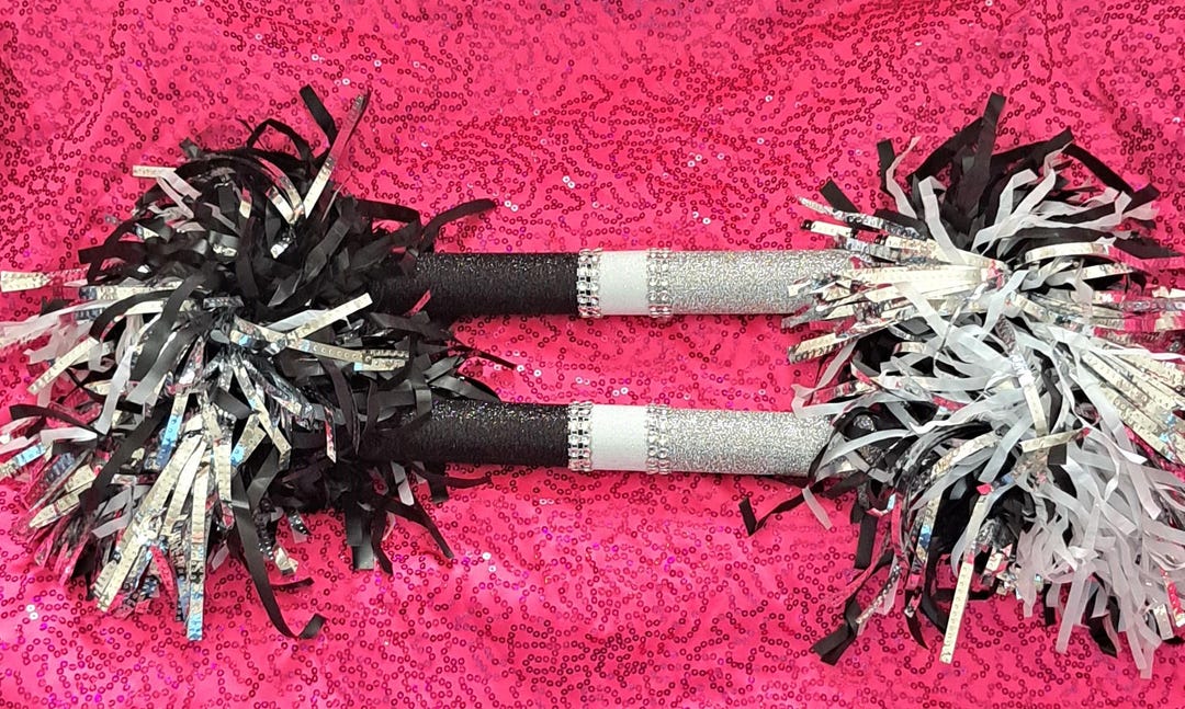 Spirit Stick - Silver and Black Glitter With Black White and Silver ...