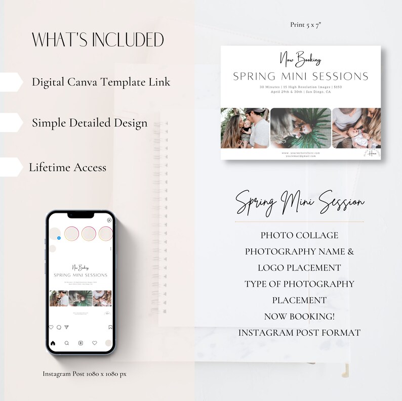 Spring Mini Session Template Editable Canva | Marketing Template ...