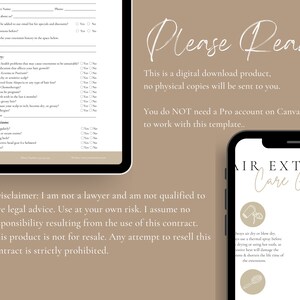 EDITABLE Hair Extensions Contract,hair Extensions Consultation Form ...