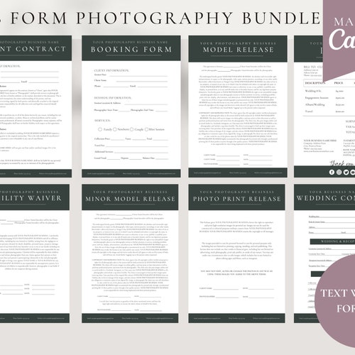 Photography Business Forms Bundle Photography Forms for - Etsy