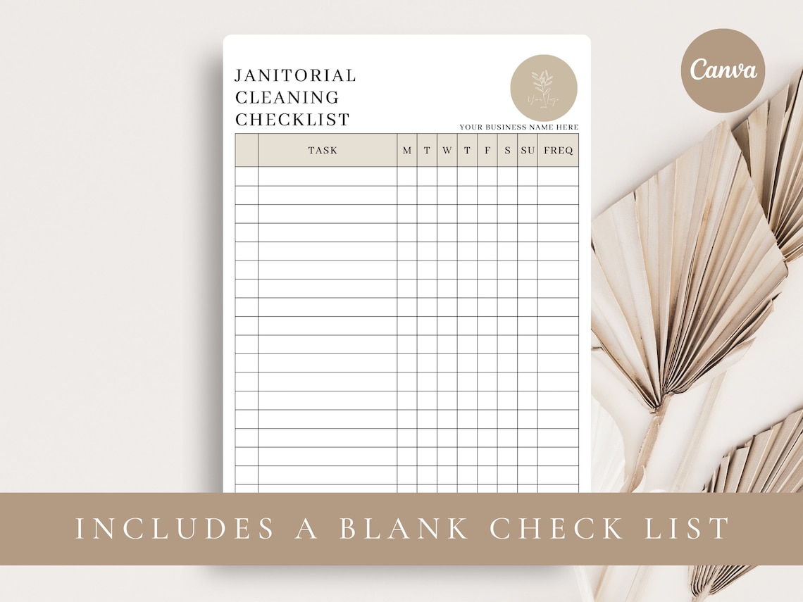 EDITABLE Janitorial Cleaning Check List,company Cleaning Checklist ...