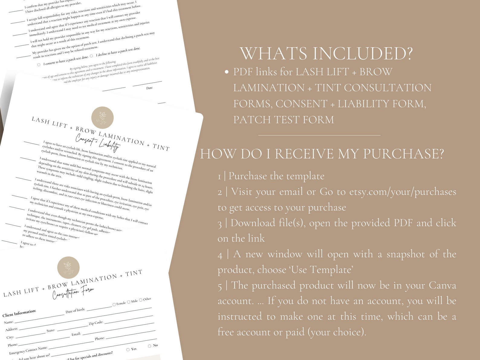 Editable Brow Lamination + Lash Lift + Tint Form, Intake and Client ...