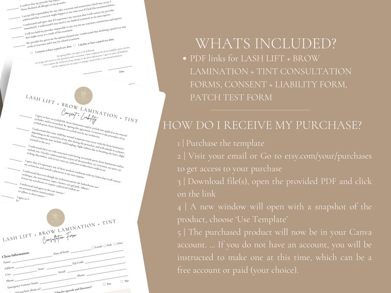 Editable Brow Lamination + Lash Lift + Tint Form, Intake and Client ...