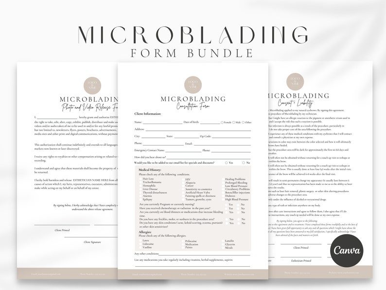 Professional Microblading Formseditable Esthetician - Etsy