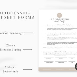 Professional Hair Stylist Client Forms, Consent for Hair Coloring ...