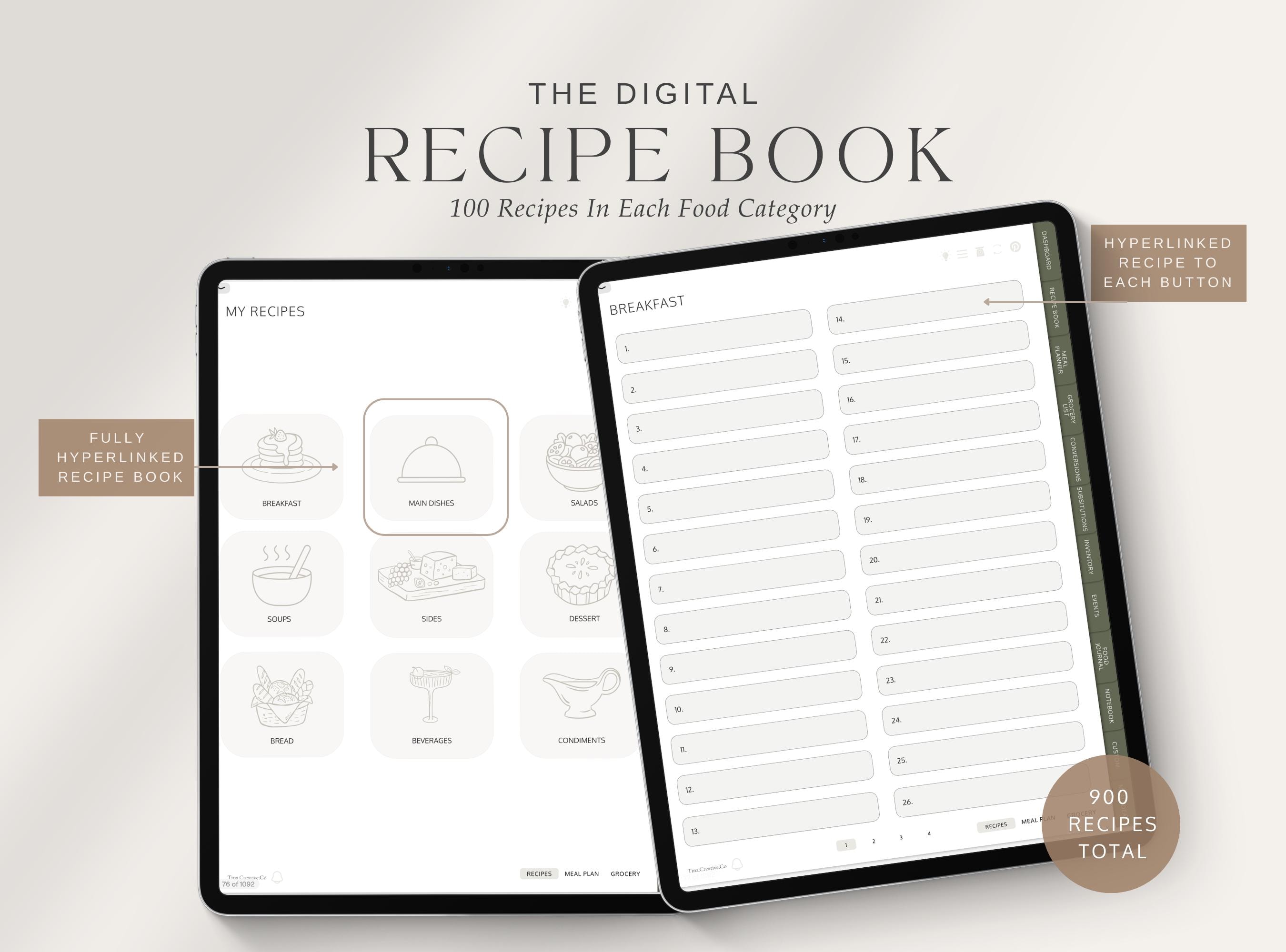 Digital Recipe Book & Meal Planner | iPad Recipe Organizer | Weekly ...