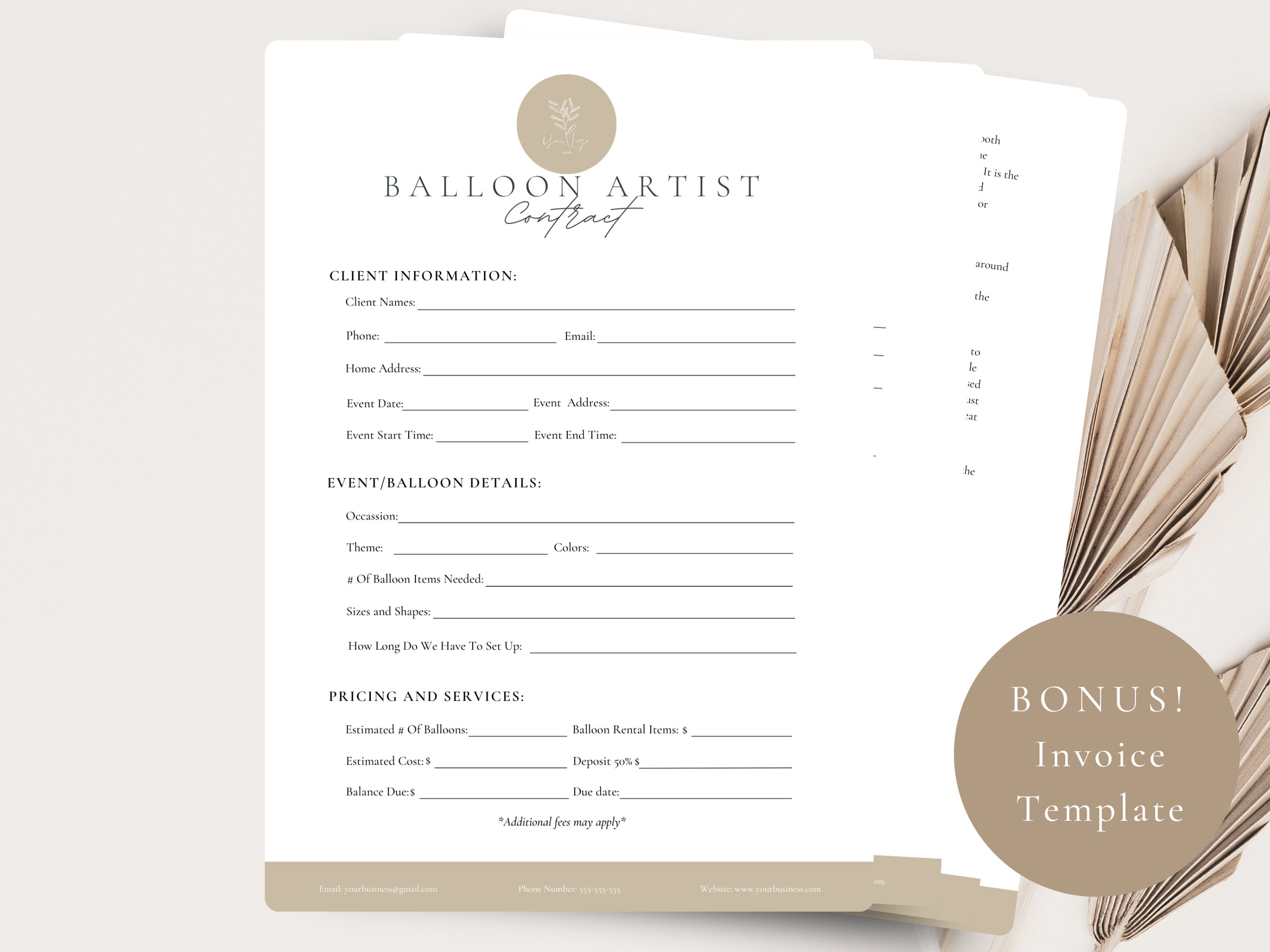 Professional Editable Balloon Artist Contract Template,balloon Decor ...