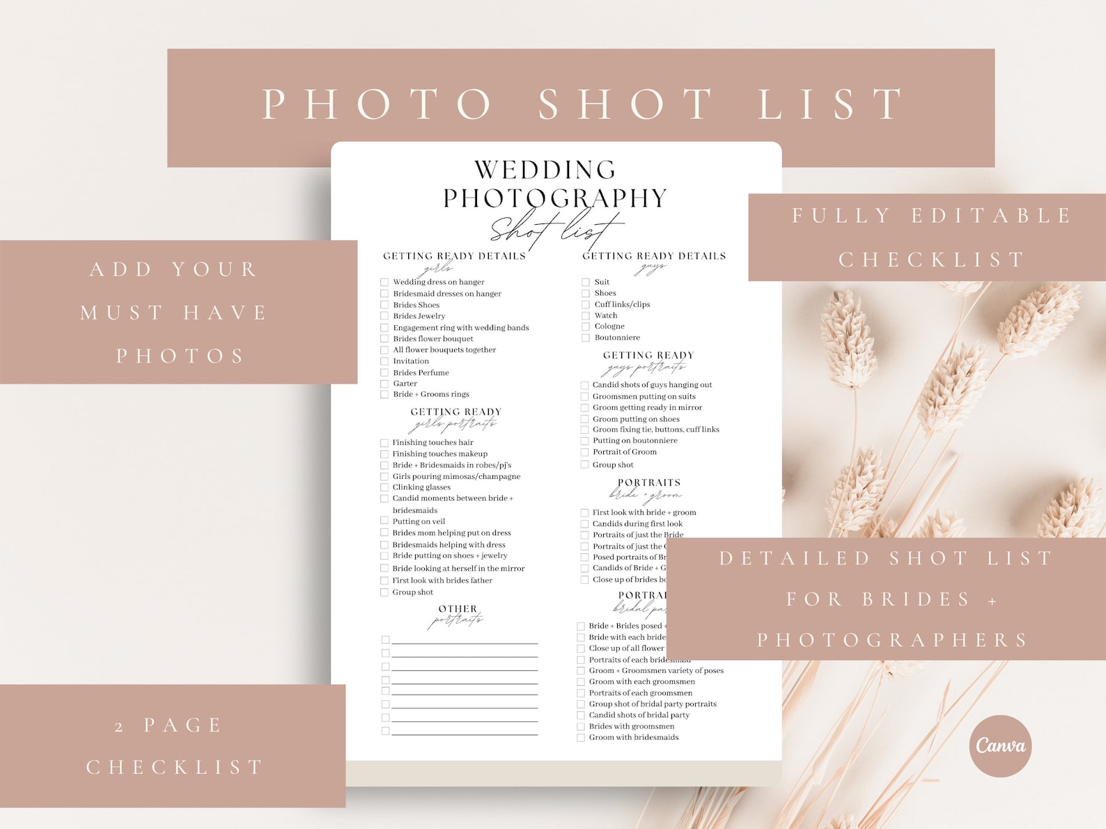 Wedding Photography Shot Listwedding Photographer Shot - Etsy