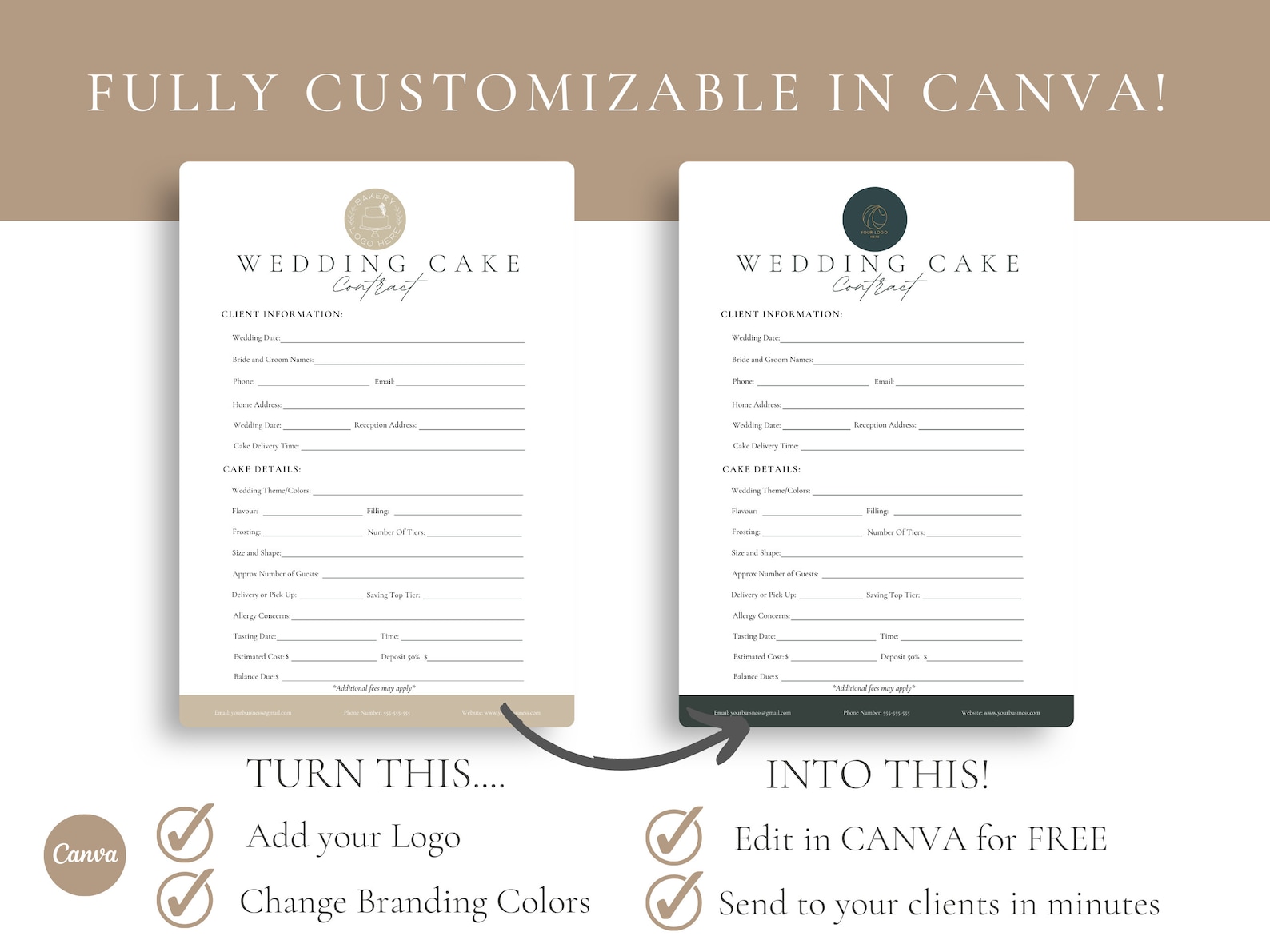 Editable Wedding Cake Contract Template,wedding Cake Order,catering ...