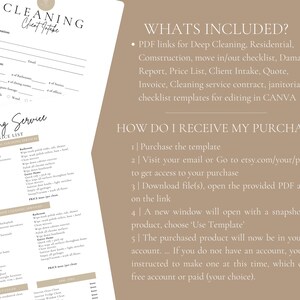 EDITABLE Cleaning Service Contract Bundle, Maid Forms CANVA Template, Janitor Printable ...