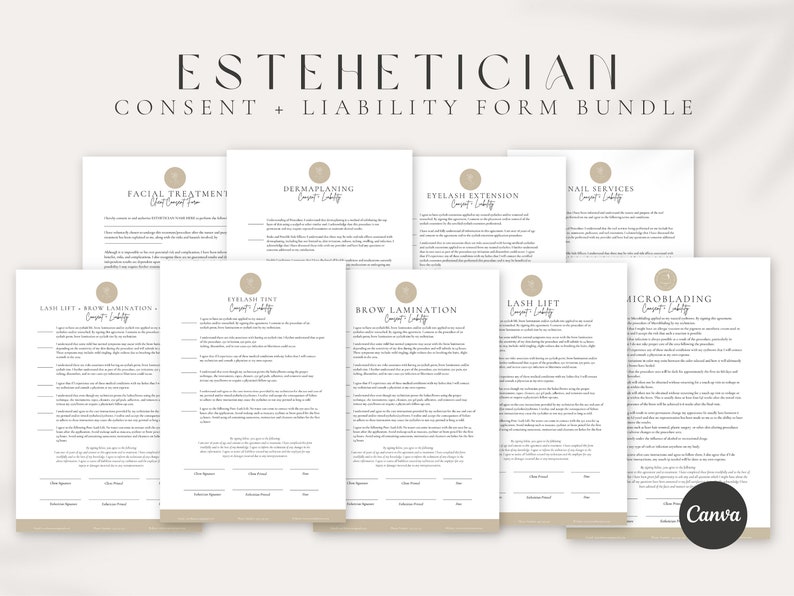Professional Esthetician Consent Forms, Editable Esthetician Consent ...