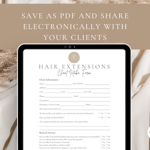 EDITABLE Hair Extensions Contract,hair Extensions Consultation Form ...