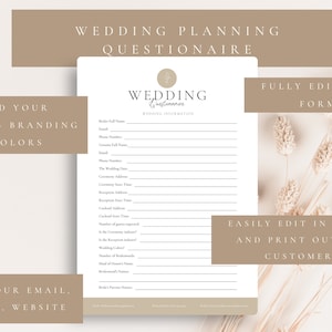 Professional Wedding Planner Client Questionnaire and Welcome Letter ...