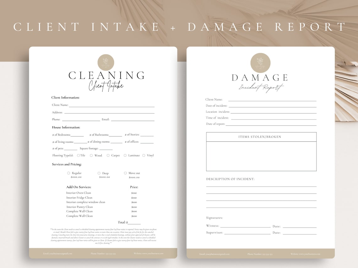 EDITABLE Cleaning Service Contract Bundle Maid Forms CANVA - Etsy