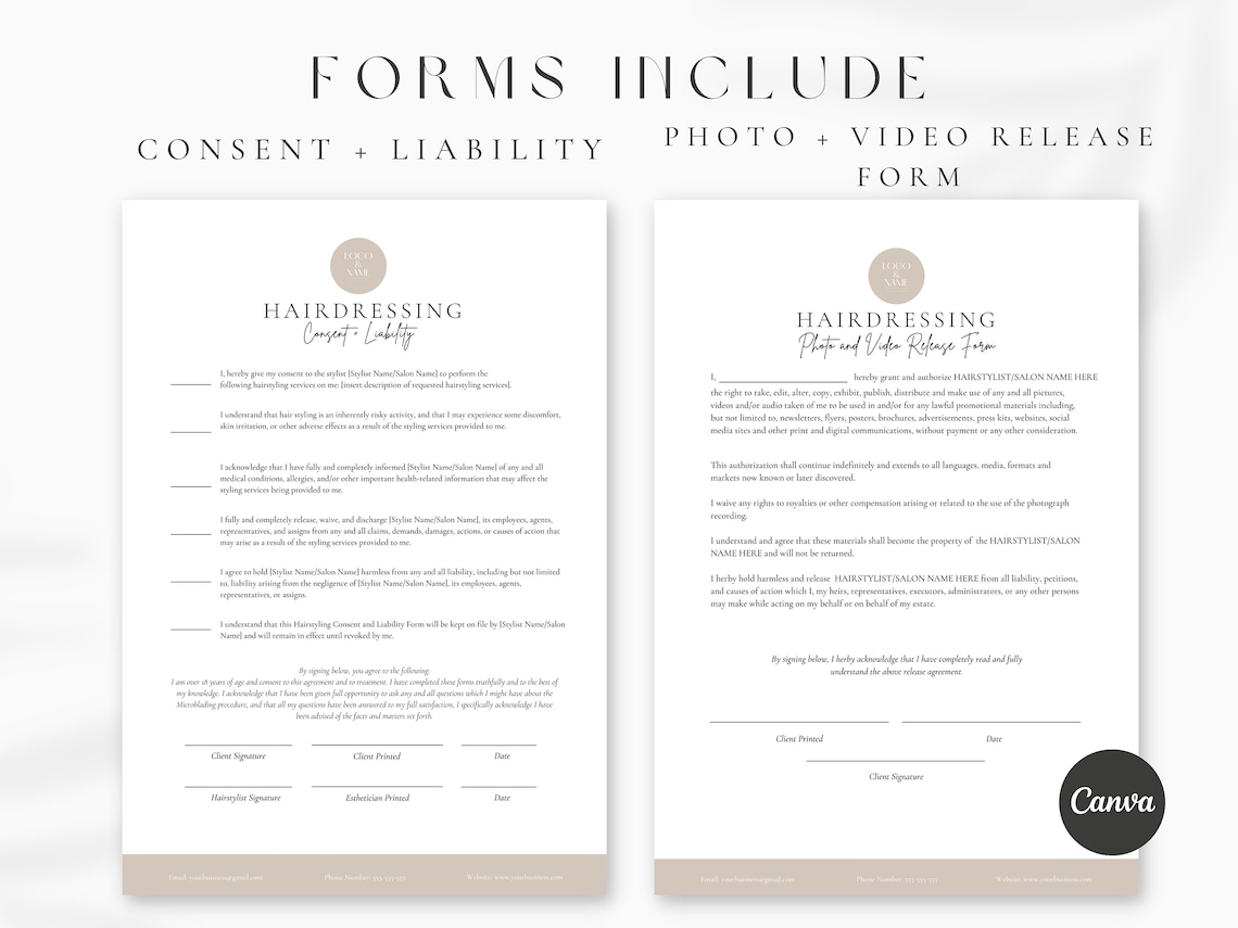 Professional Hair Stylist Client Forms, Consent for Hair Coloring ...