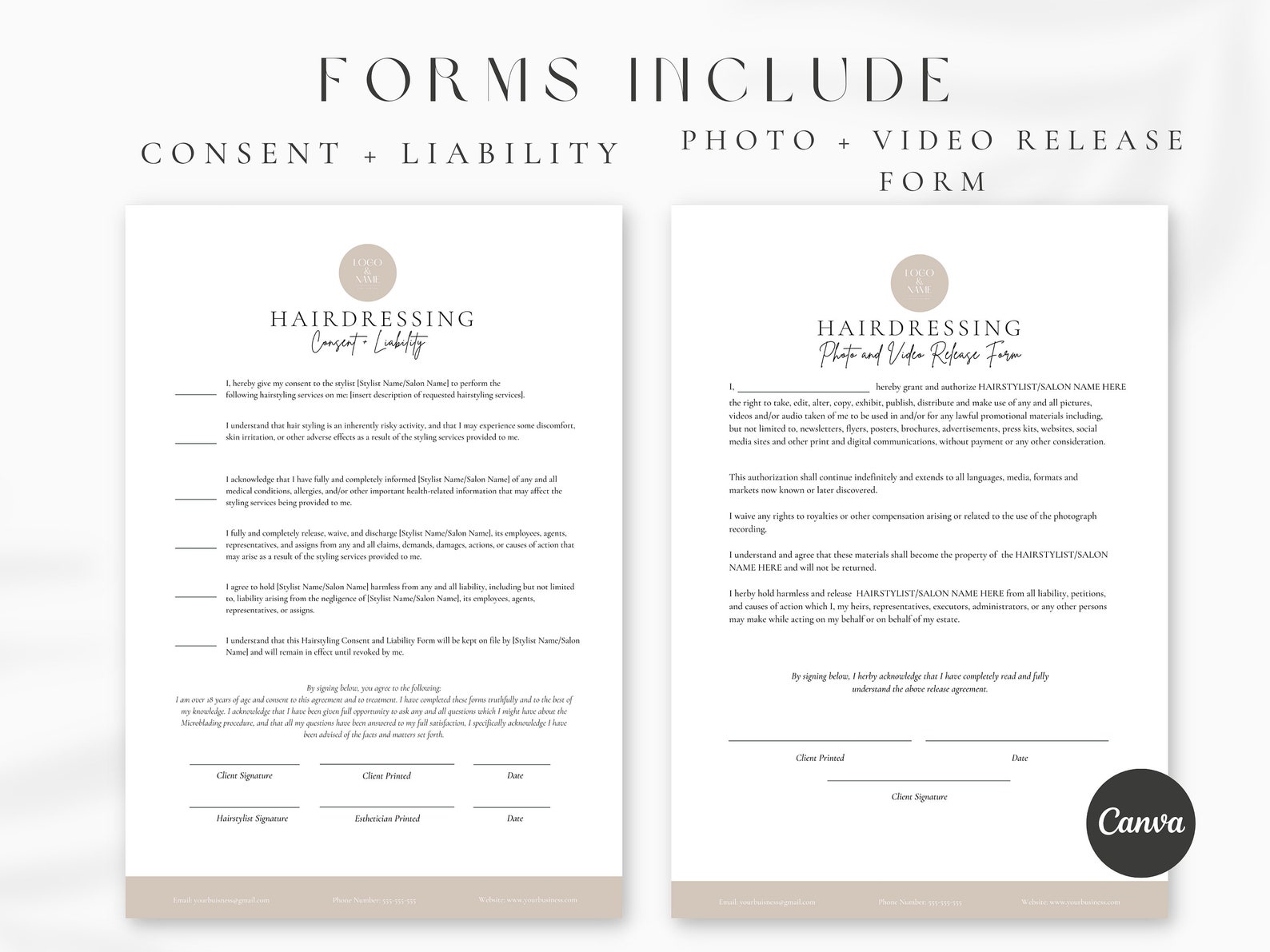 Professional Hair Stylist Client Forms, Consent for Hair Coloring ...