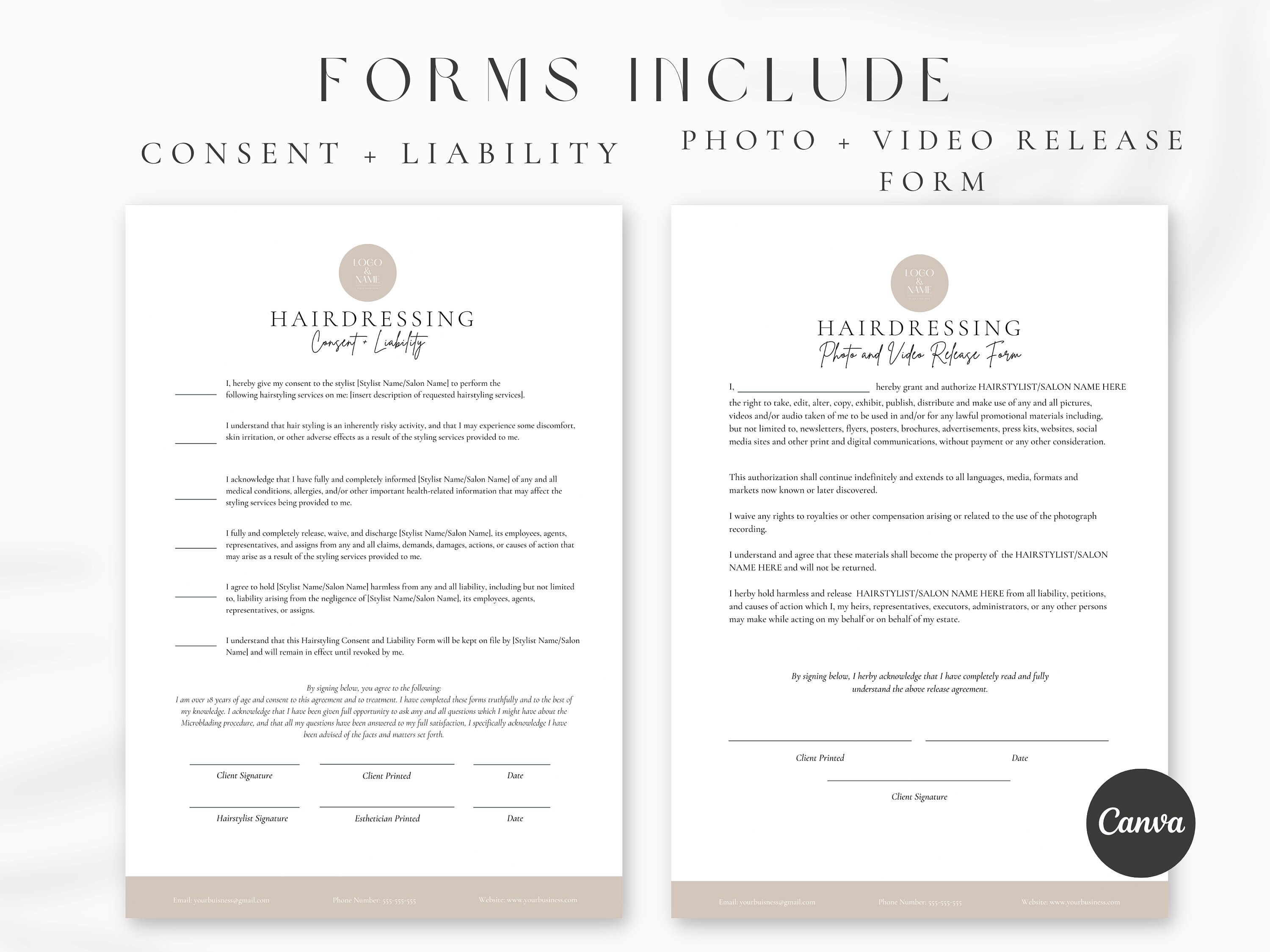Professional Hair Stylist Client Forms, Consent for Hair Coloring ...