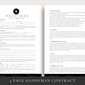 Handyman Contract Template, Handyman Agreement Template, Handyman ...