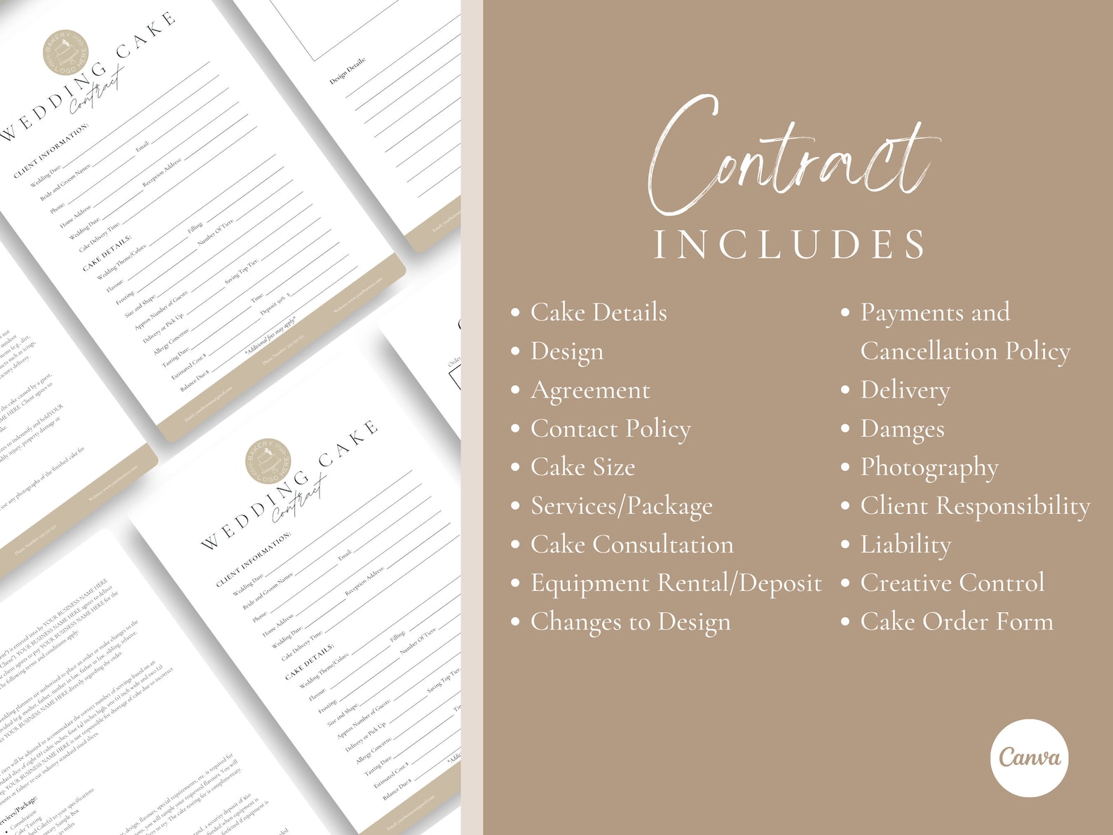 Editable Wedding Cake Contract Template,wedding Cake Order,catering ...