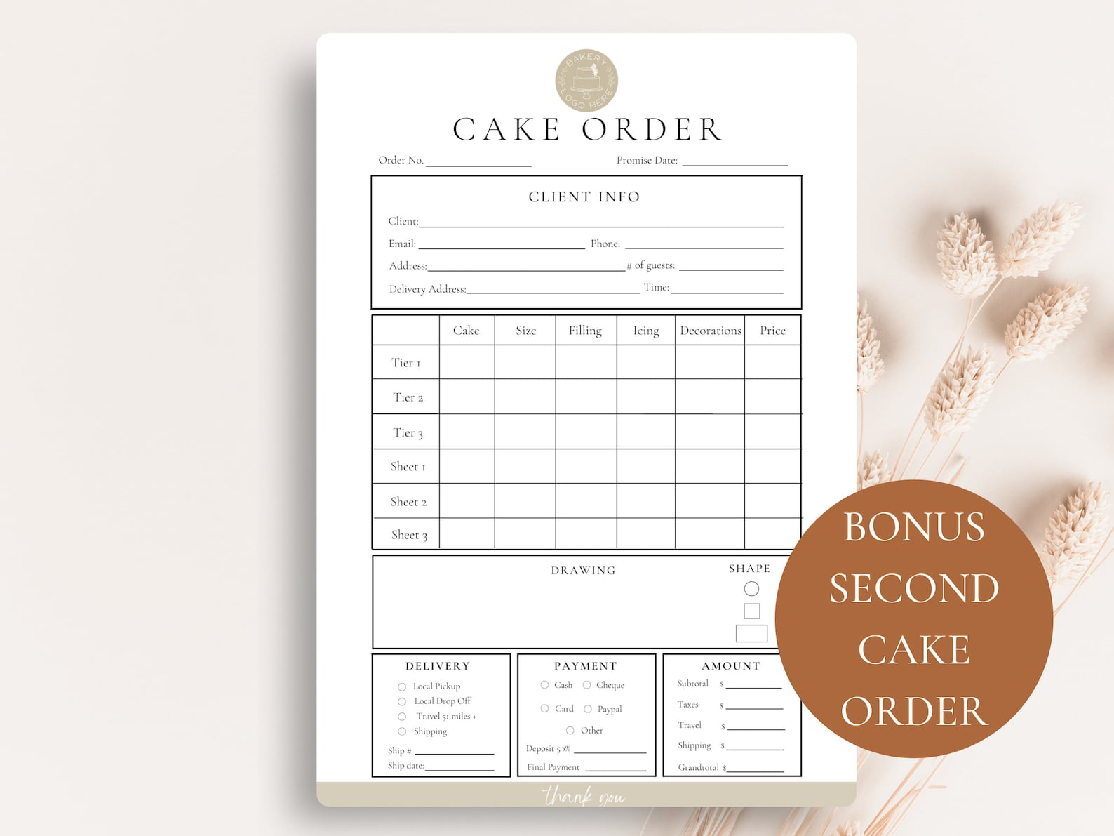 Editable Wedding Cake Contract Template,wedding Cake Order,catering ...