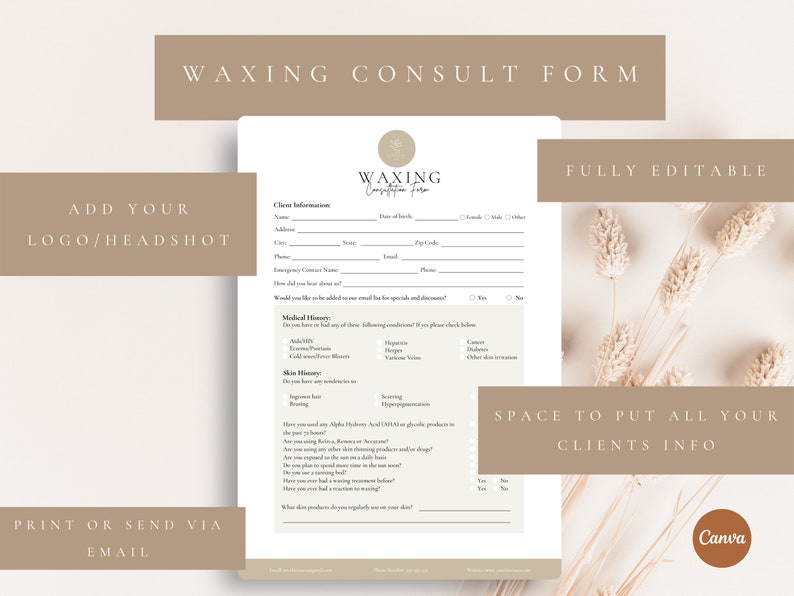 EDITABLE Waxing Treatment Forms,professional Esthetician Forms Bundle ...