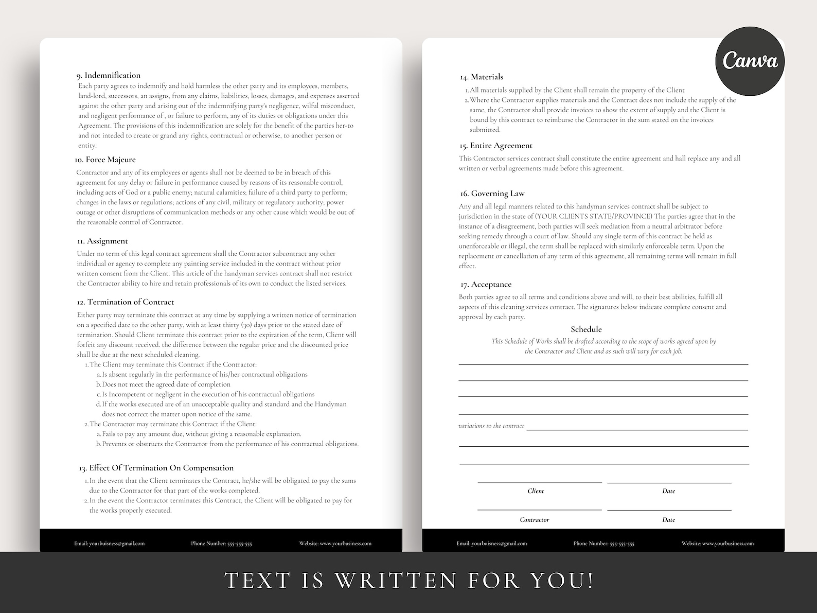 Professional Contractor Contract Template,general Contractor Agreement ...