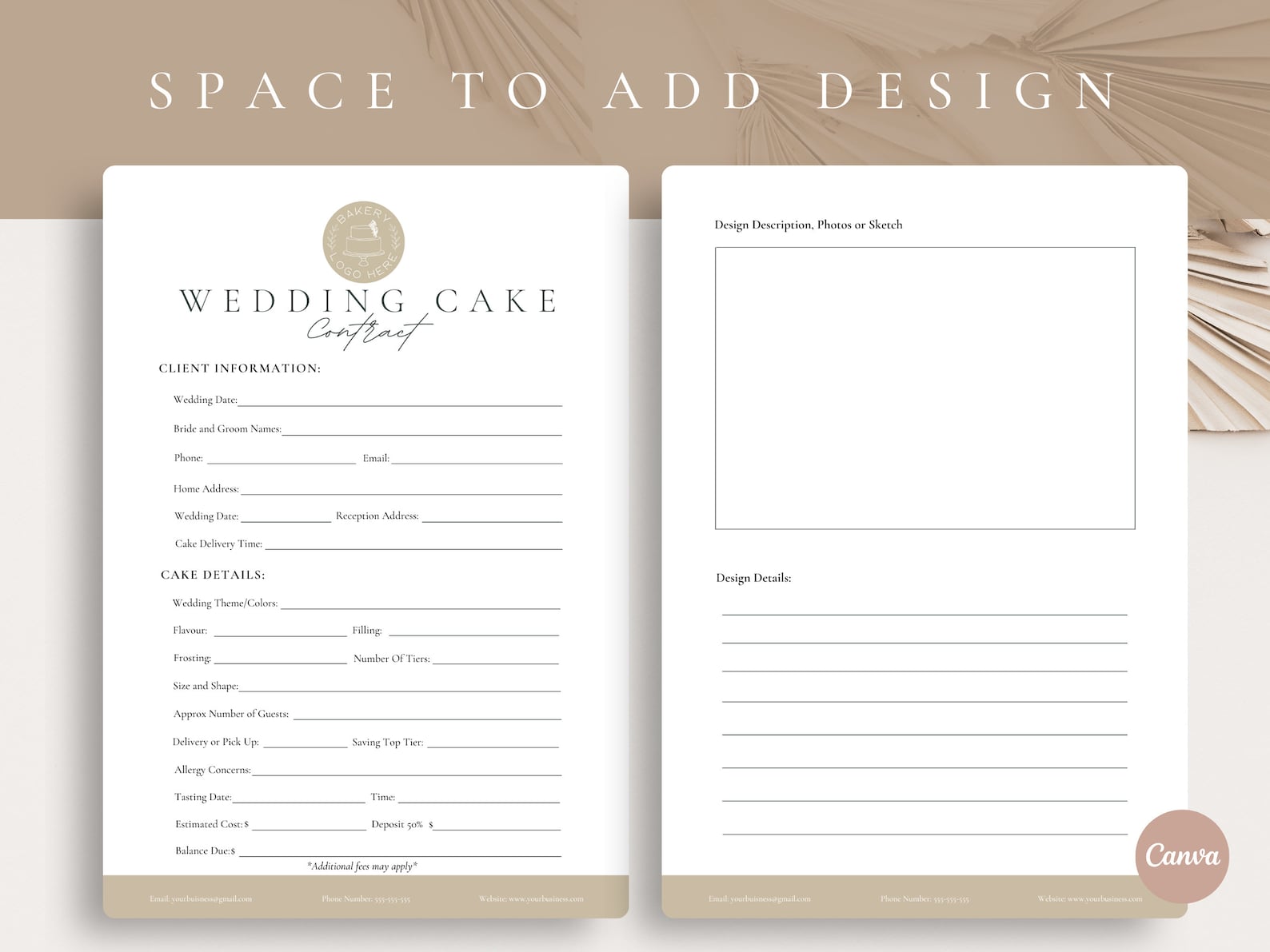 Editable Wedding Cake Contract Template,wedding Cake Order,catering ...