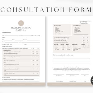Professional Hair Stylist Client Forms, Consent for Hair Coloring ...