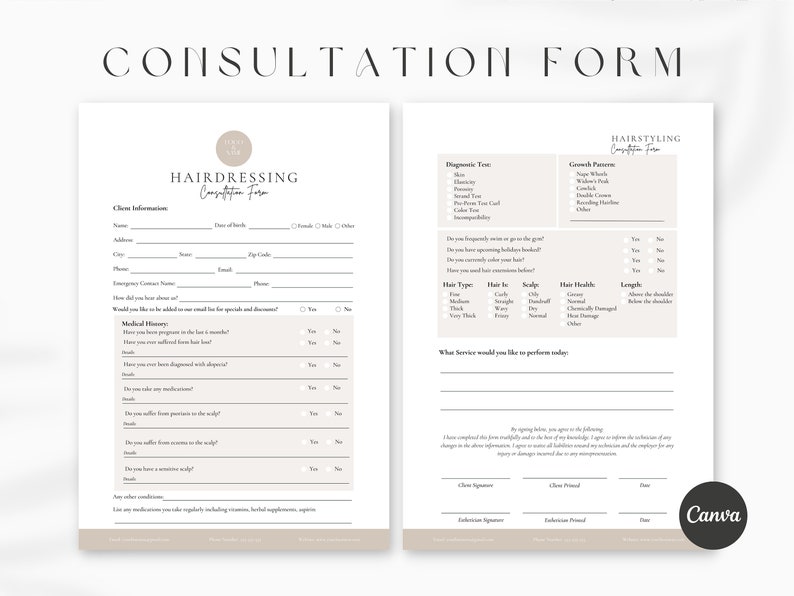 Professional Hair Stylist Client Forms, Consent for Hair Coloring ...