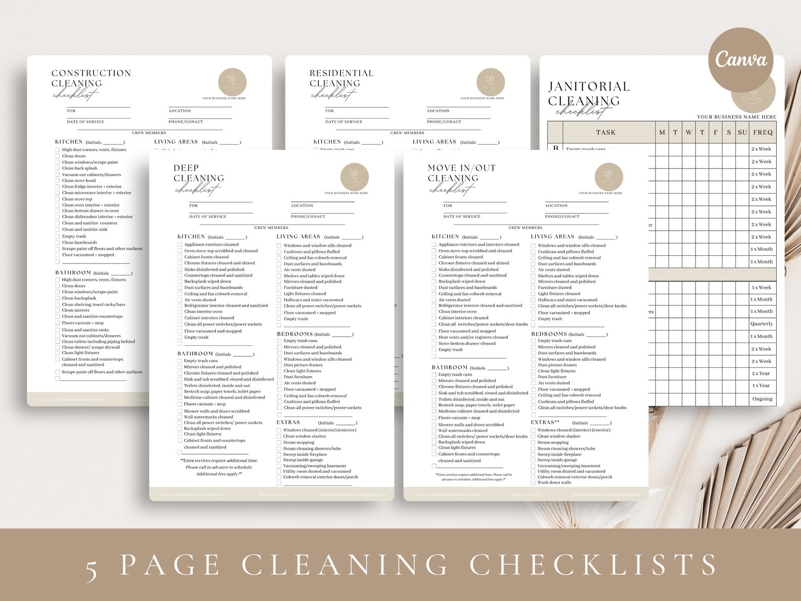 EDITABLE Cleaning Service Contract Bundle, Maid Forms CANVA Template, Janitor Printable ...