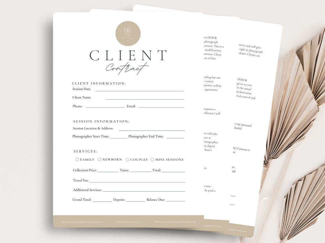 Photography Client Contract Template,canva Template,business Form for ...