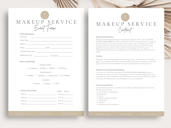 Editable Makeup Contract Templatefreelance Makeup Artist - Etsy