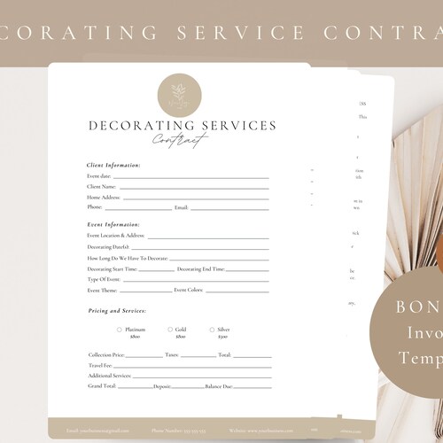 Event Decorating Services Contract Agreement DIY Editable - Etsy