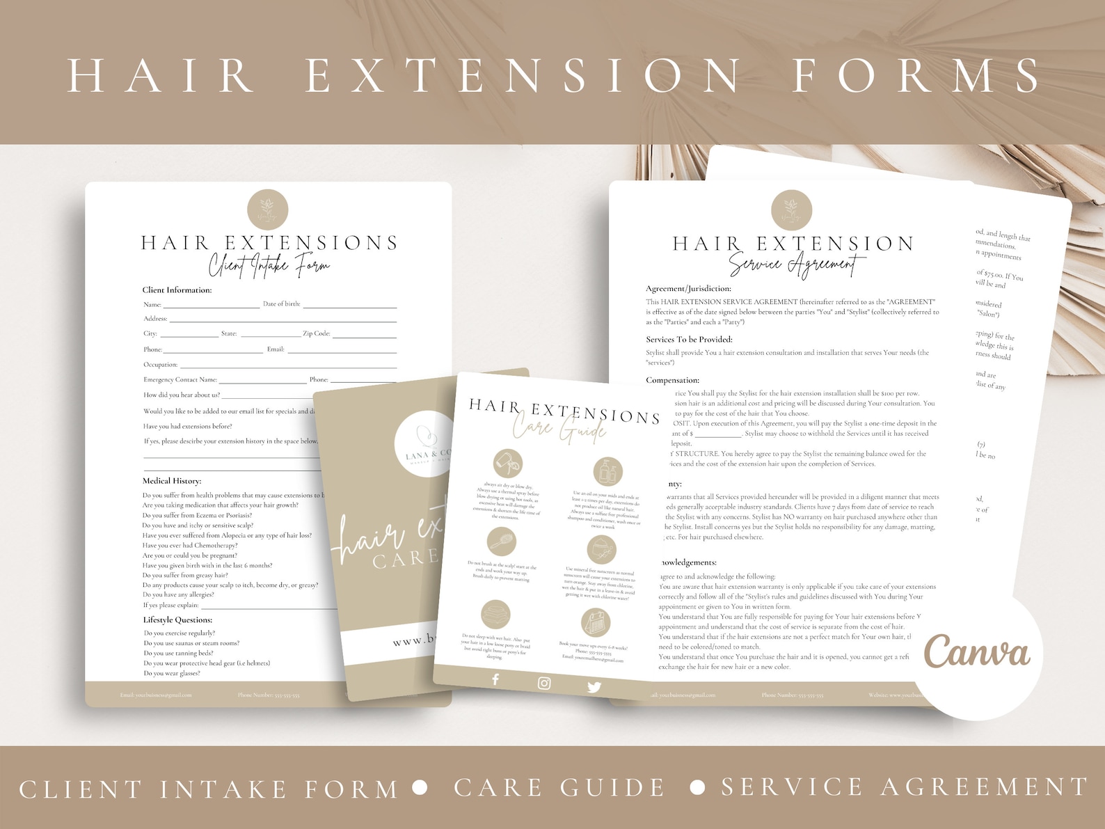 EDITABLE Hair Extensions Contract,hair Extensions Consultation Form ...