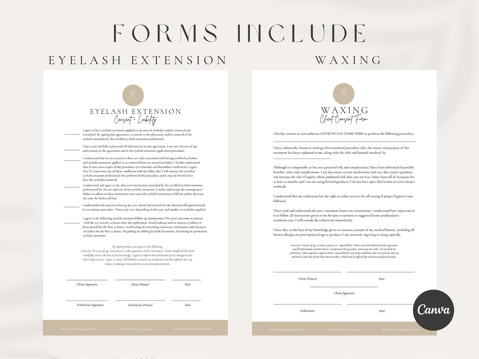 Professional Esthetician Consent Forms, Editable Esthetician Consent ...