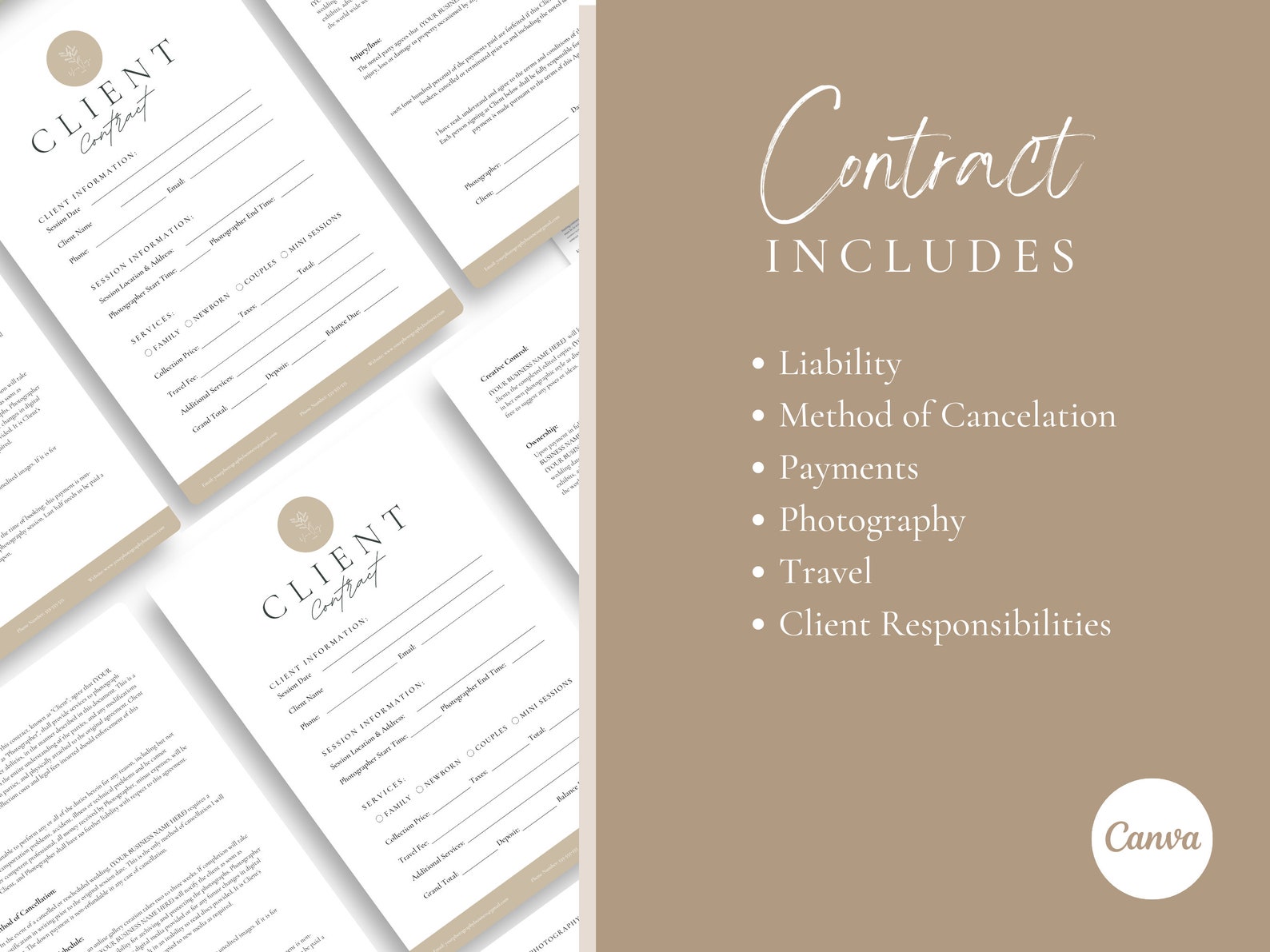 Photography Client Contract Template,canva Template,business Form for ...