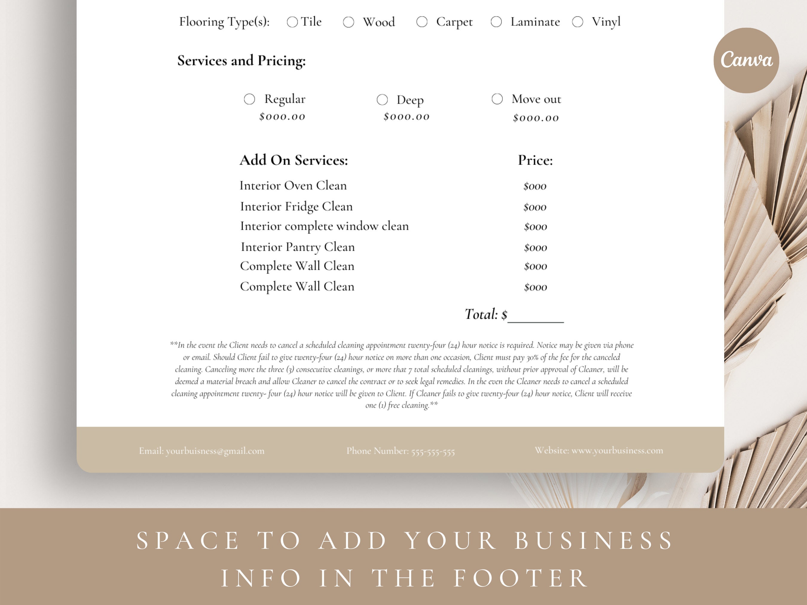 Professional Residential Cleaning Service Client Intake Form,editable ...