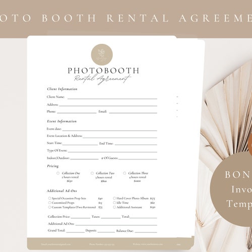Photo Booth Contract Template Video Booth Rental Agreement - Etsy