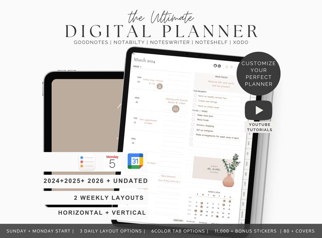 2025 2026 & Undated Digital Planner,goodnotes Planner,daily Planner ...
