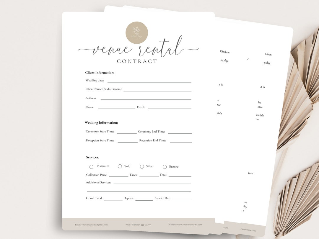 Venue Rental Contract Form, Editable Instant Download, Venue Rental ...