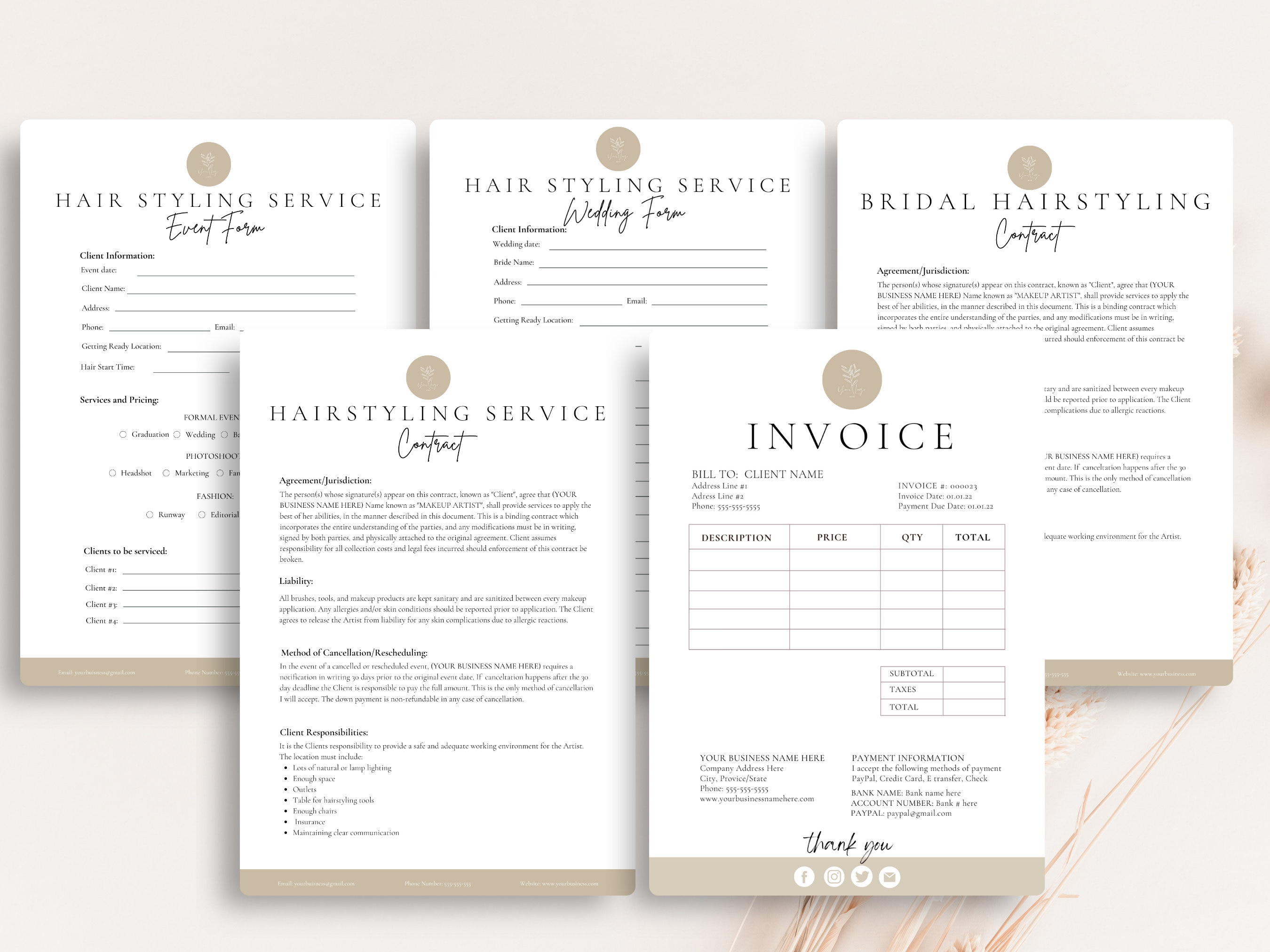 Editable Hair Styling Contract Templatewedding Salon Services - Etsy
