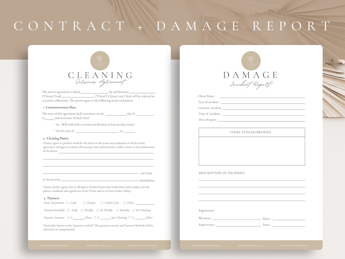EDITABLE Cleaning Service Contract Bundle Maid Forms CANVA - Etsy