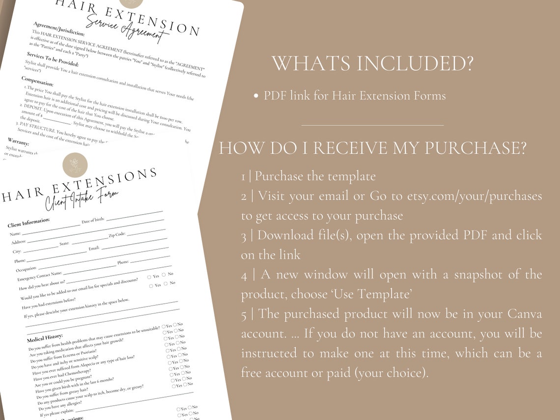 EDITABLE Hair Extensions Contract,hair Extensions Consultation Form ...